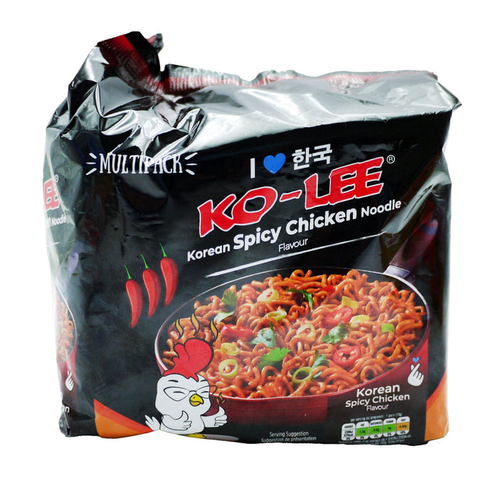 Ko-Lee Korean Spicy Chicken Noodles 4 Pack 280g - Hot Instant Noodles ...