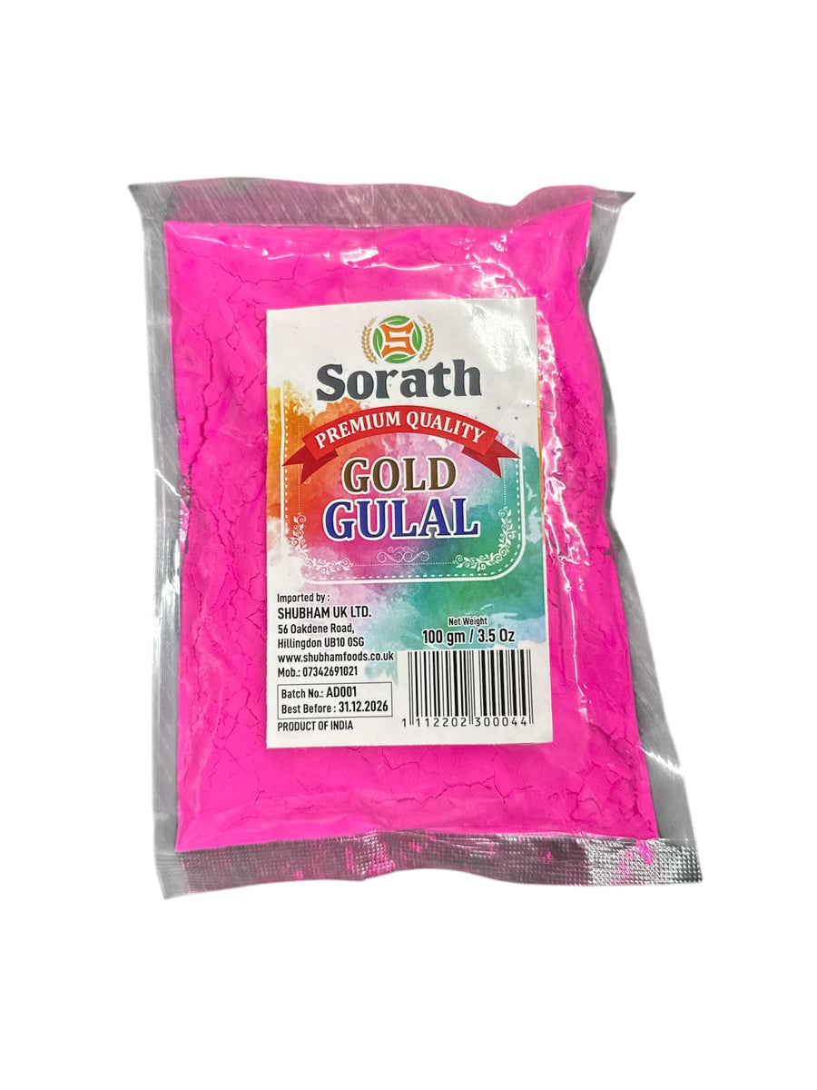 Sorath Gold Gulal - Pink (Gulabi) Holi Colour 100g – Food Bazaar