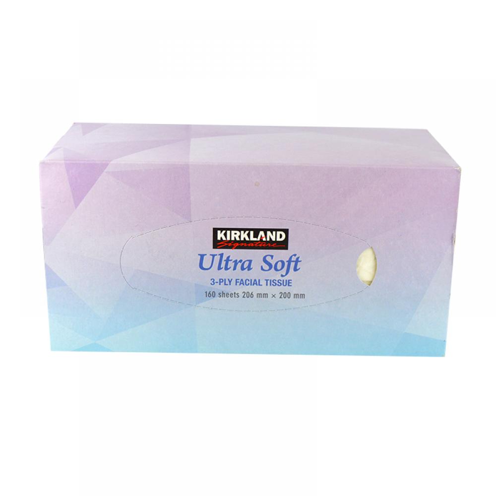 Kirkland Ultra Soft Facial Tissue 160 Sheet - 3-Ply Soft & Strong ...
